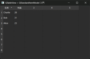 PySide Model/View【第1弾】表・一覧表示を本格運用！QTableView + QStandardItemModel | 使える.py
